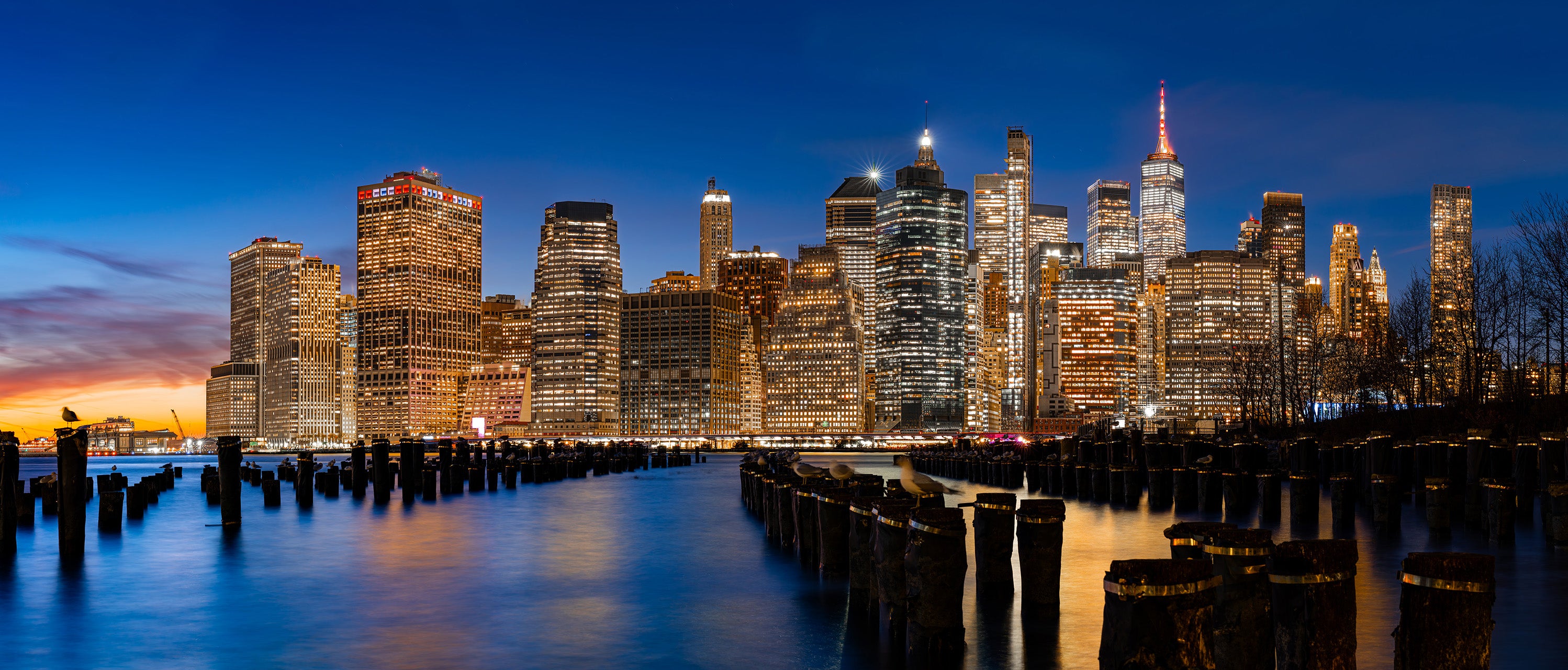 Lower Manhattan Vibrant Sunset Skyline - Emile de Witt Photography