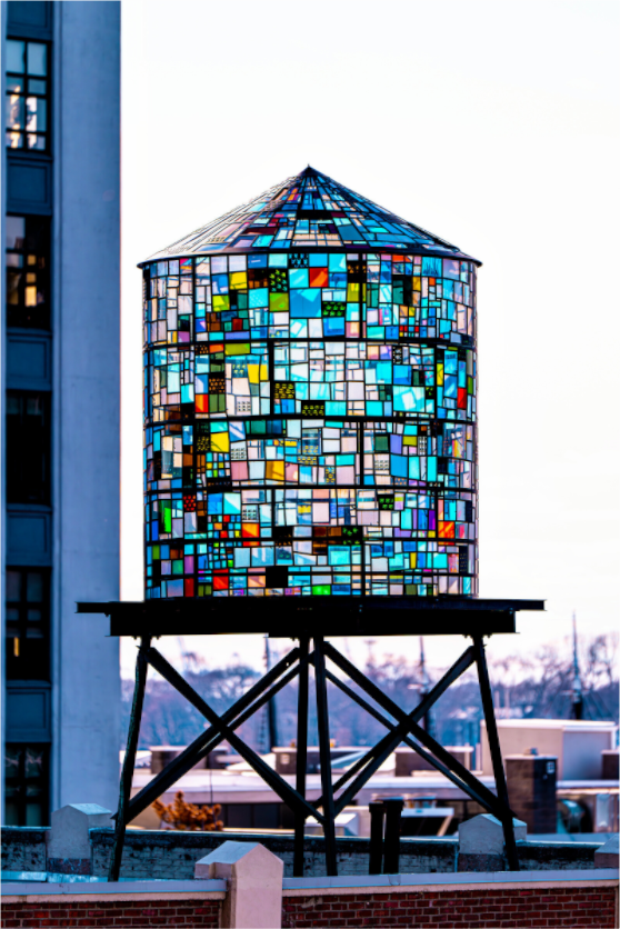 Stained Glass Water Tower by Tom Fruin – Brooklyn Art Photo – Emile de ...